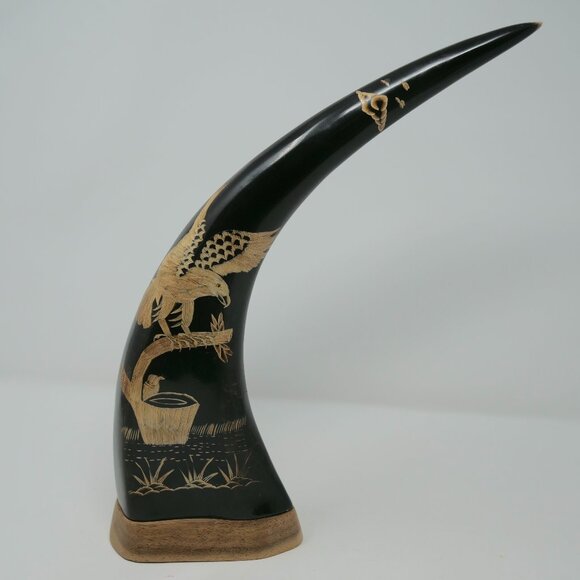 Vintage Handmade | Art | Vintage Hand Carved Water Buffalo Horn Eagle ...